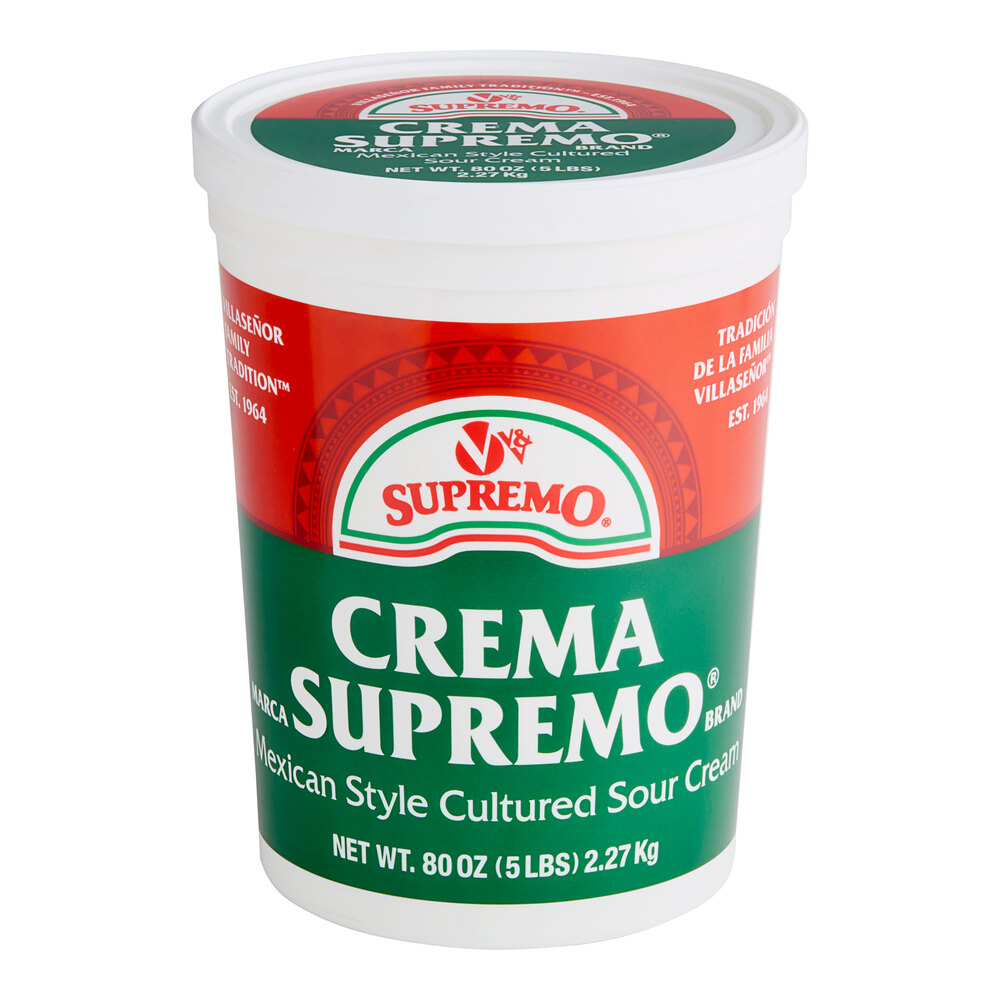 V&V Supremo Mexican-Style Cultured Sour Cream 5 lb. - 4/Case