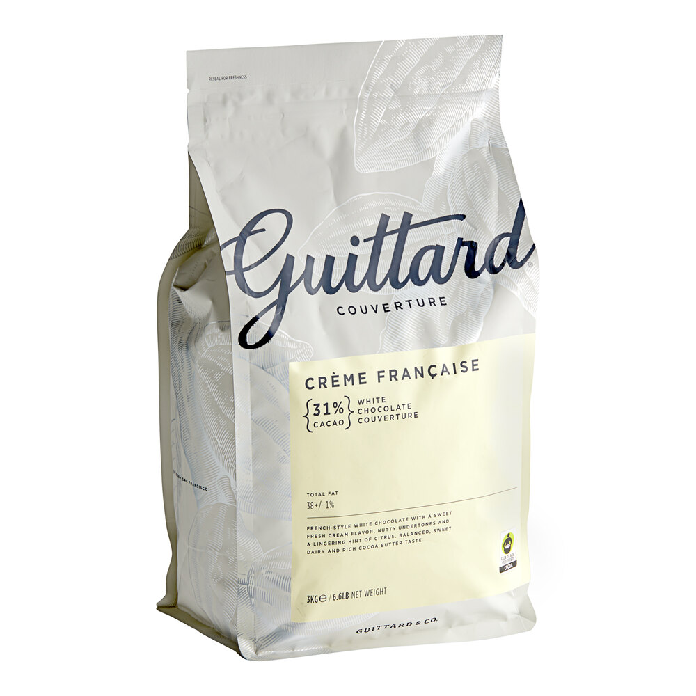 Guittard Creme Francaise 31% White Chocolate Wafers 6.6 lb. - 2/Case