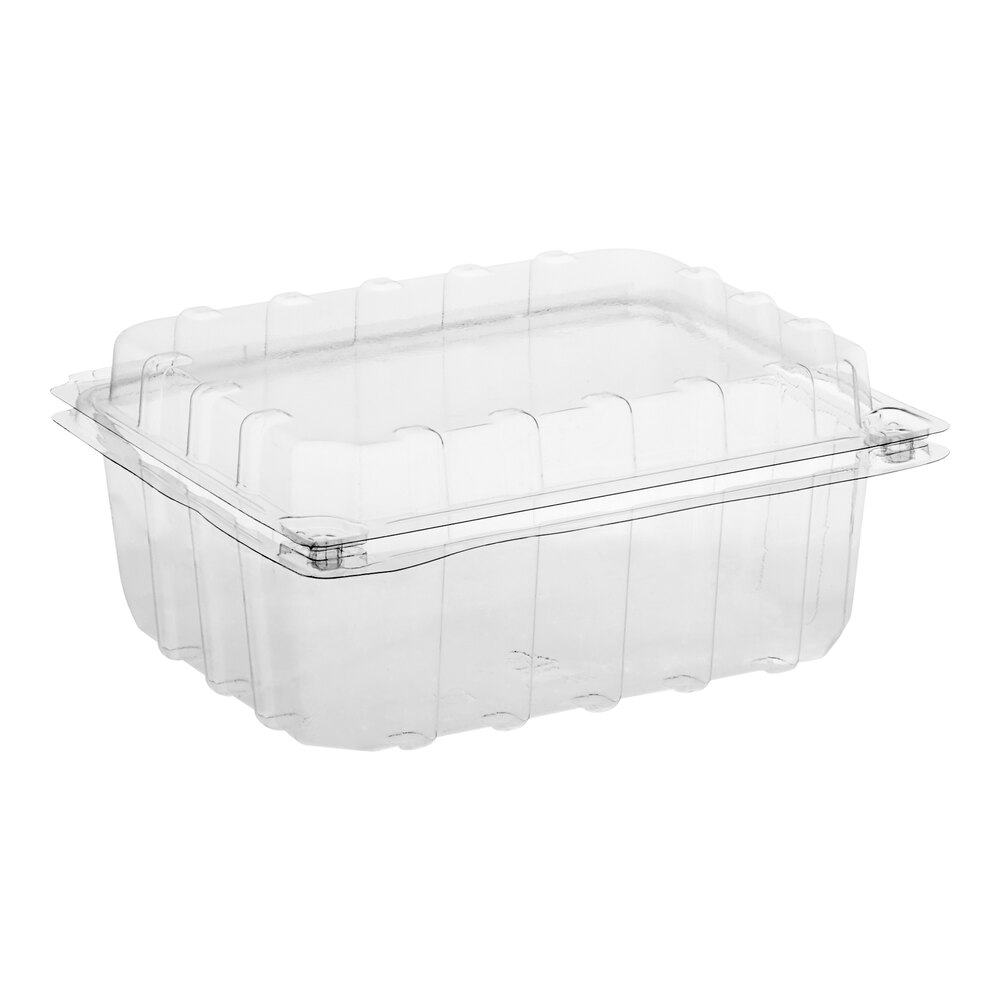 D&W Fine Pack 1 Qt. Clear PET Plastic Clamshell Produce / Berry ...