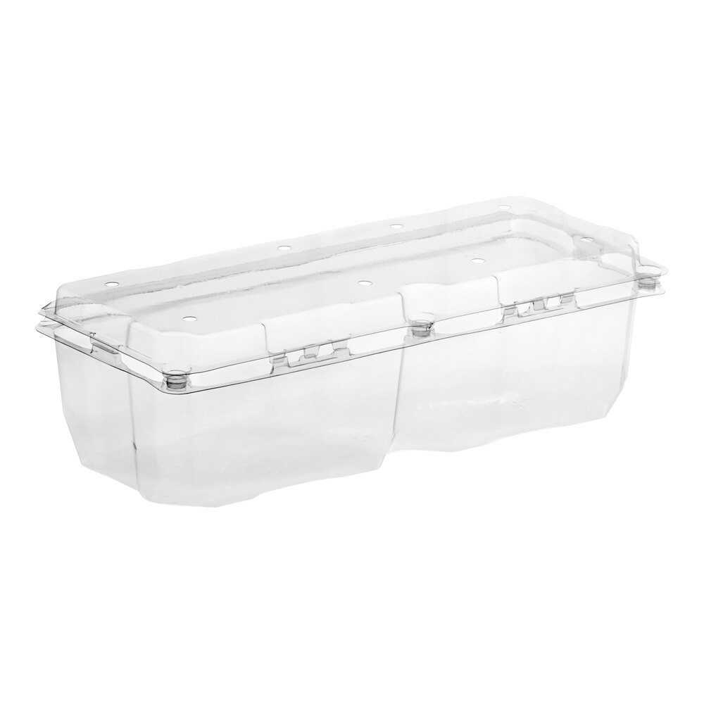 D&W Fine Pack 53 oz. Clear Vented Rim PET Plastic Clamshell Produce ...