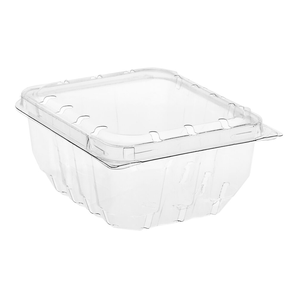 D&W Fine Pack 12 oz. Clear Vented Rim PET Plastic Clamshell Produce ...