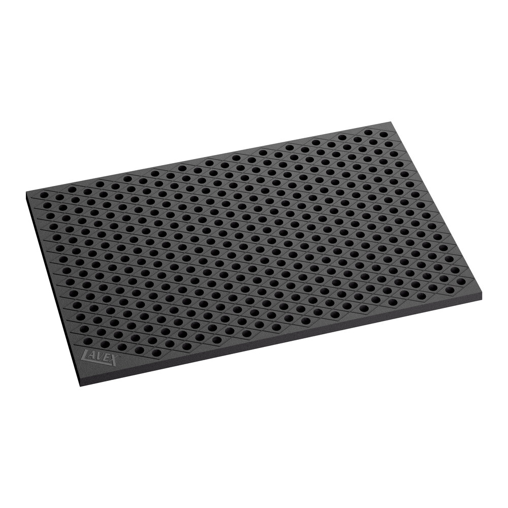 Lavex 2' x 3' Heavy-Duty Black Rubber Straight Edge Anti-Fatigue ...