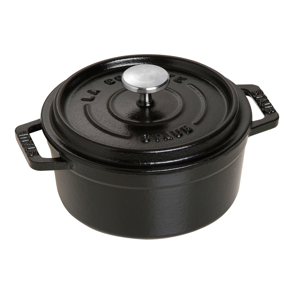 Staub 16 oz. Black Enameled Cast Iron Mini Dutch Oven 1004045