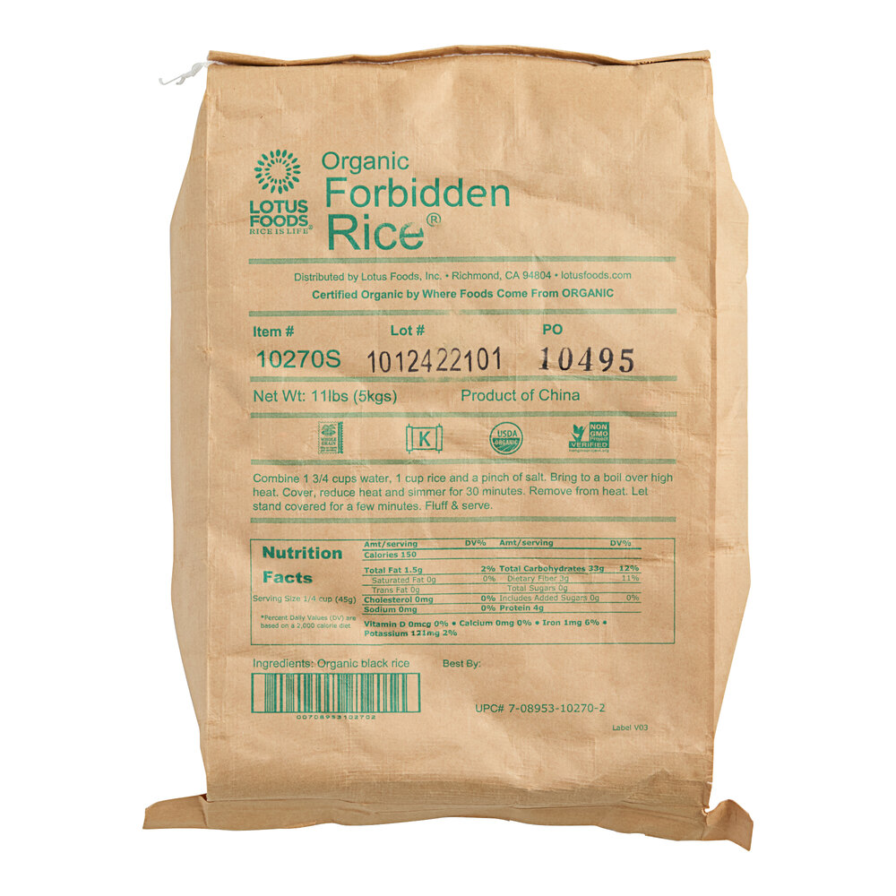Lotus Foods Organic Medium Grain Forbidden Rice® 11 lb.