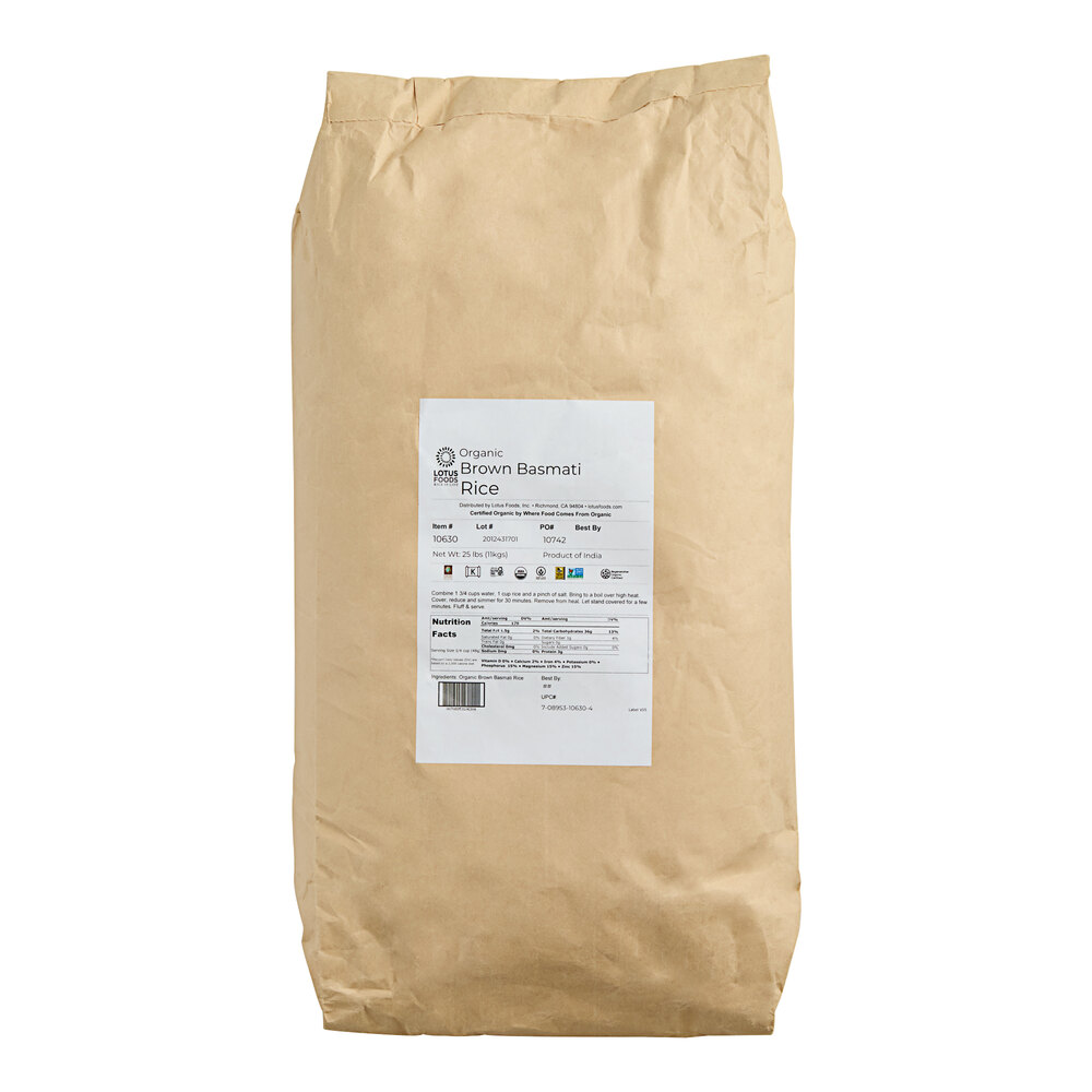 Lotus Foods Regenerative Organic Long Grain Brown Basmati Rice 25 lb.