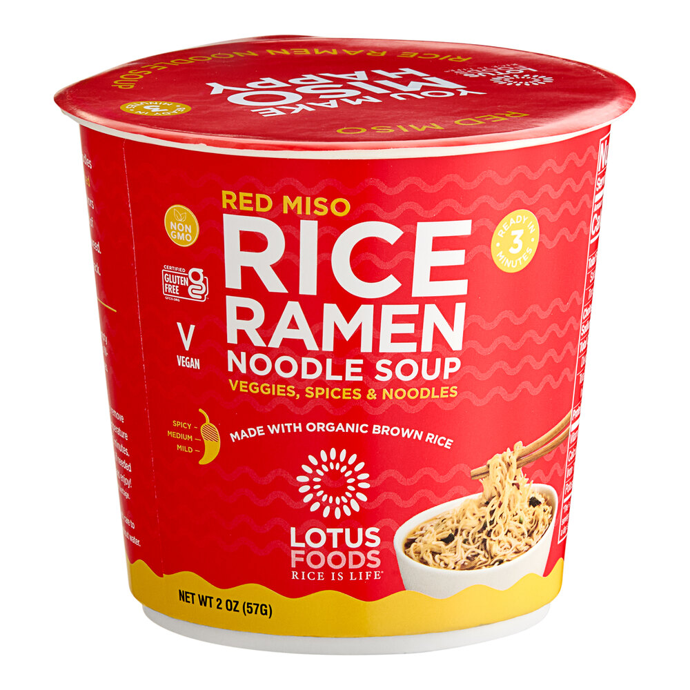 Lotus Foods Red Miso Rice Ramen Noodle Soup Cup 2 oz. - 6/Case