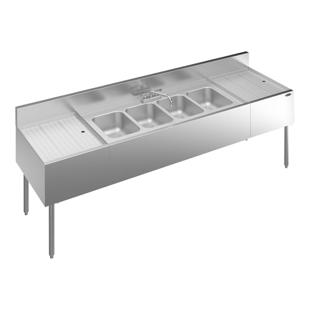 Krowne Royal Series KR24-74C 4 Bowl Underbar Sink with Faucet and 2 ...