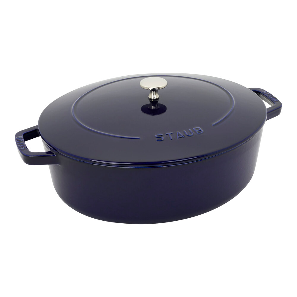 Staub 6.25 Qt. Navy Blue Enameled Cast Iron Oval Dutch Oven 1029436