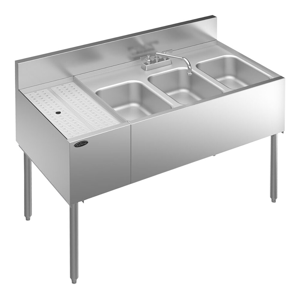 Krowne Royal Series KR24-43R 3 Bowl Underbar Sink with Faucet and Left ...