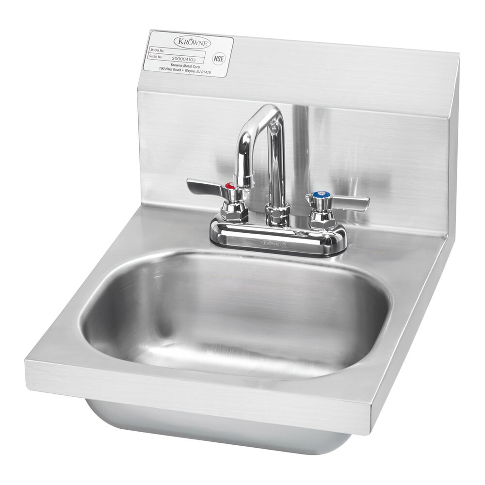 Krowne HS-18 16 1/2" x 14 1/16" Wall-Mounted Hand Sink and Silver ...