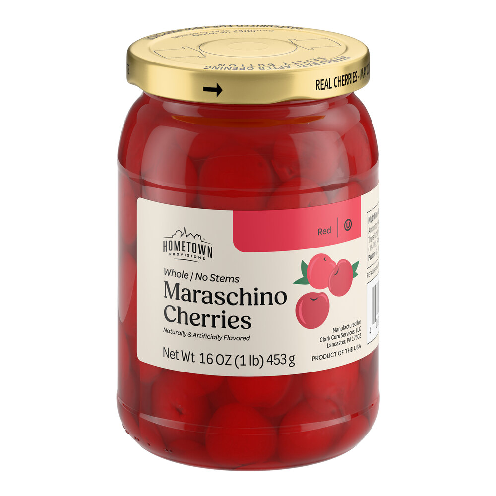Hometown Provisions Maraschino Cherries without Stems 16 oz. - 12/Case