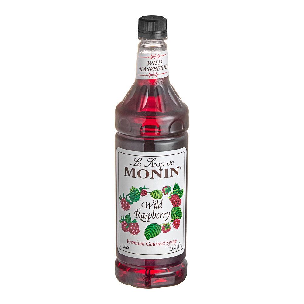 Monin Premium Wild Raspberry Flavoring Syrup 1 Liter - 4/Case