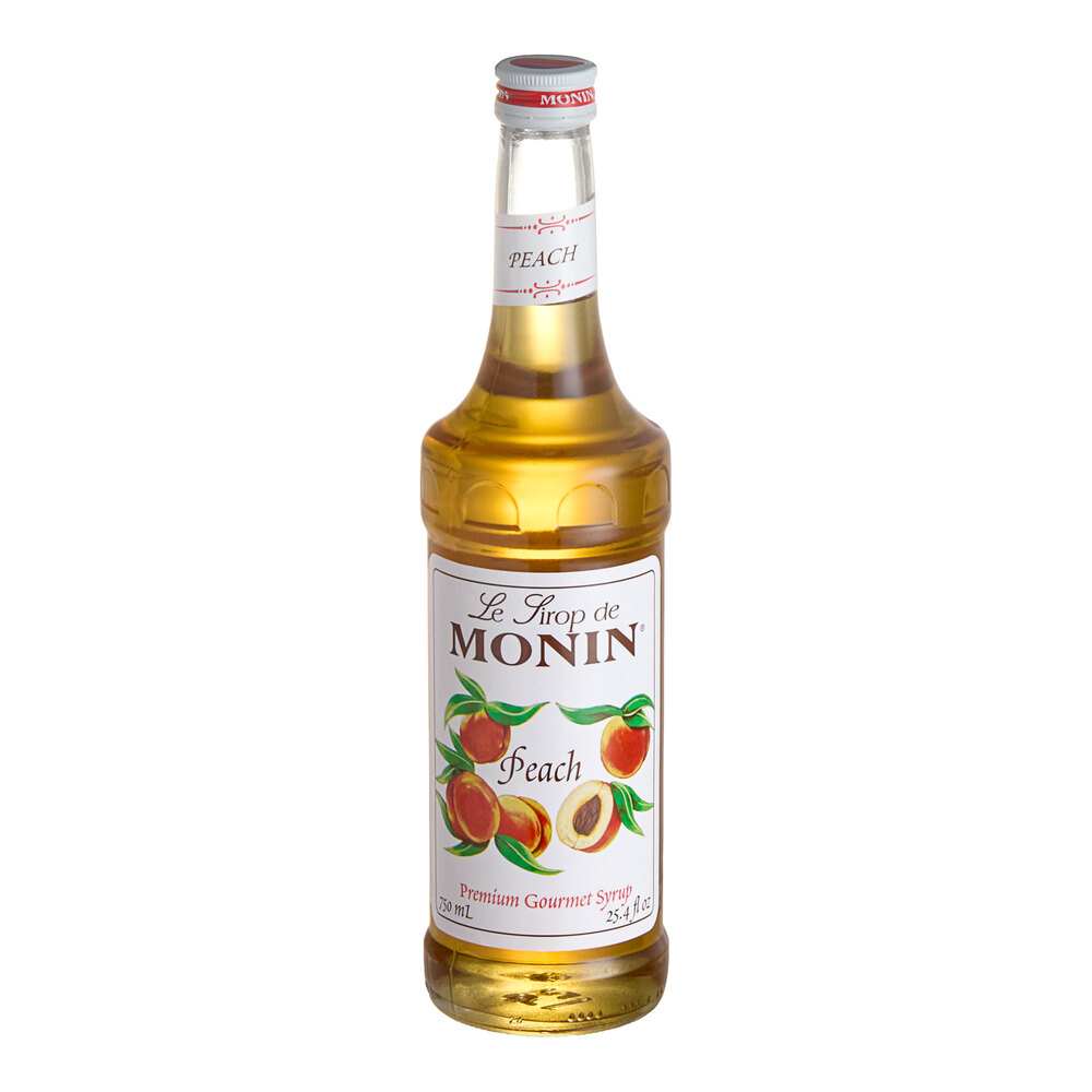 Monin Premium Peach Flavoring / Fruit Syrup 750 mL - 12/Case