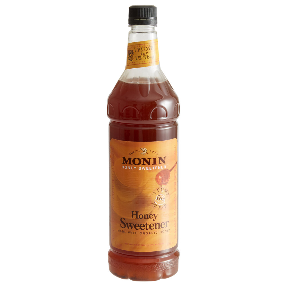 Monin Premium Honey Sweetener Syrup 1 Liter - 4/Case