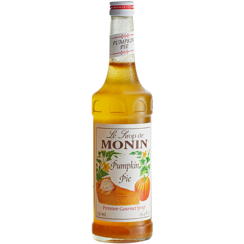 Monin Premium Pumpkin Pie Flavoring Syrup 750 mL - 12/Case