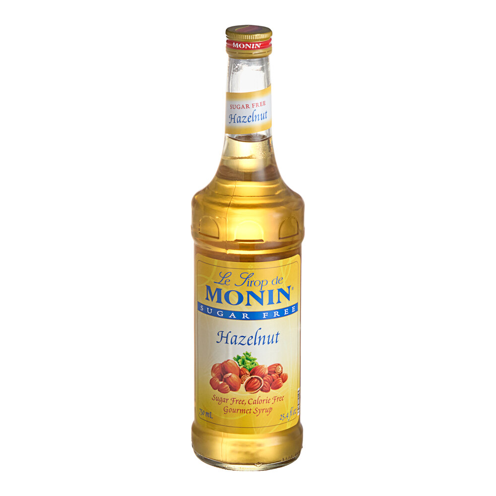Monin Sugar-Free Hazelnut Flavoring Syrup 750 mL - 12/Case