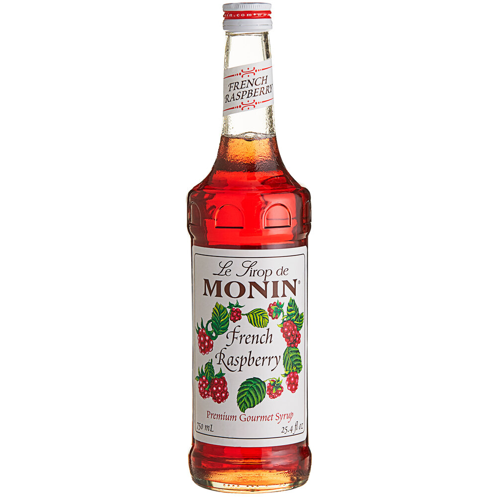 Monin Premium French Raspberry Flavoring / Fruit Syrup 750 mL - 12/Case