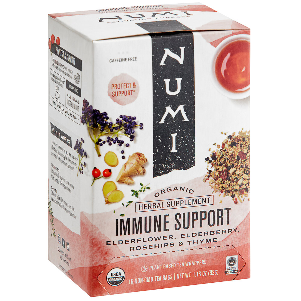 Numi Organic Immune Support Herbal Tea Bags - 96/Case