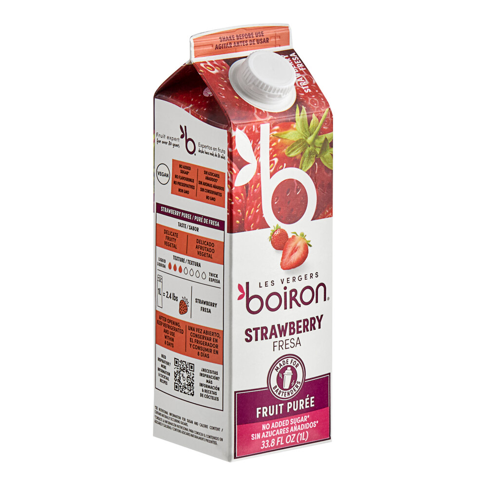 Les Vergers Boiron Strawberry Real Fruit Puree 1 Liter - 6/Case