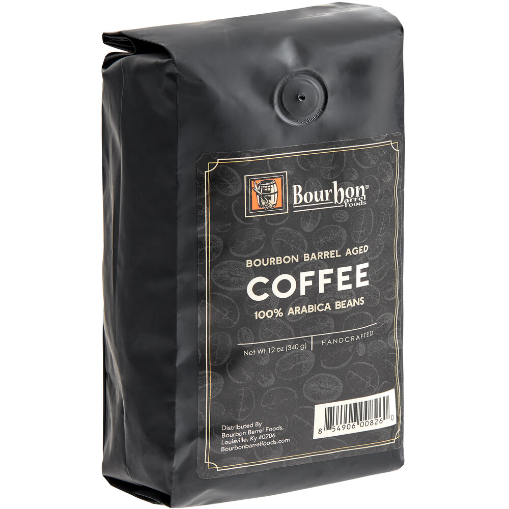 Bourbon Barrel Foods Bourbon Barrel Aged Whole Bean Coffee 12 oz. - 6/Case