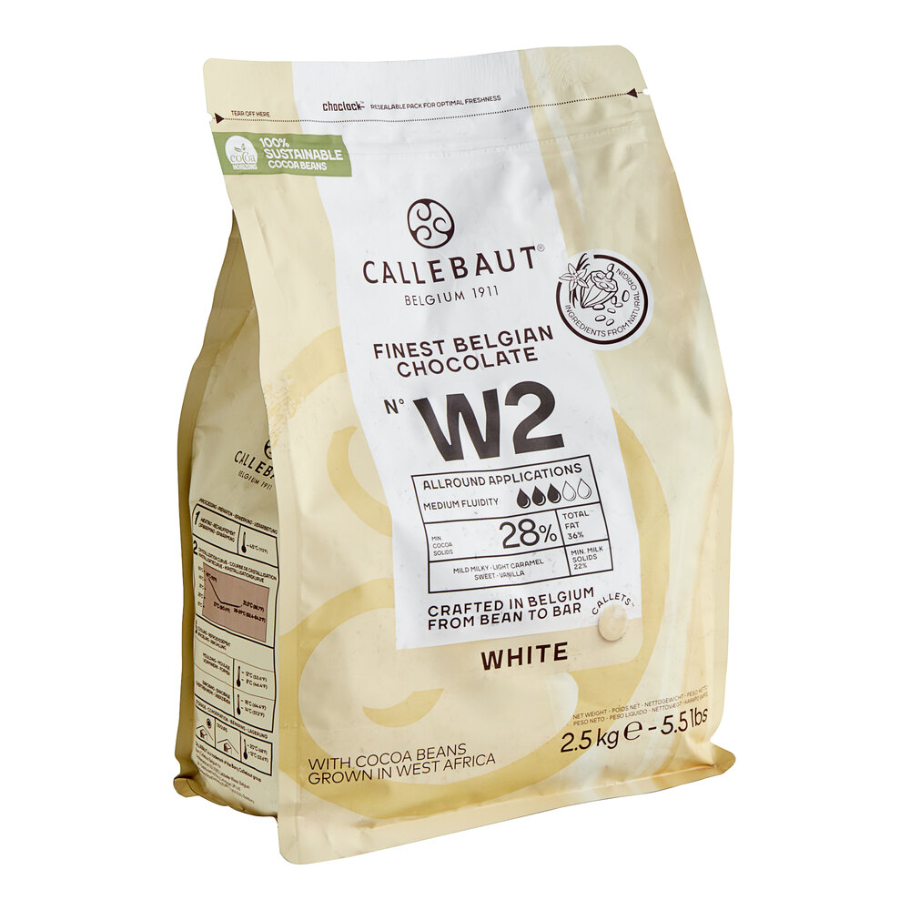 Callebaut Recipe W2 White Chocolate Callets™ 5.5 lb. - 8/Case