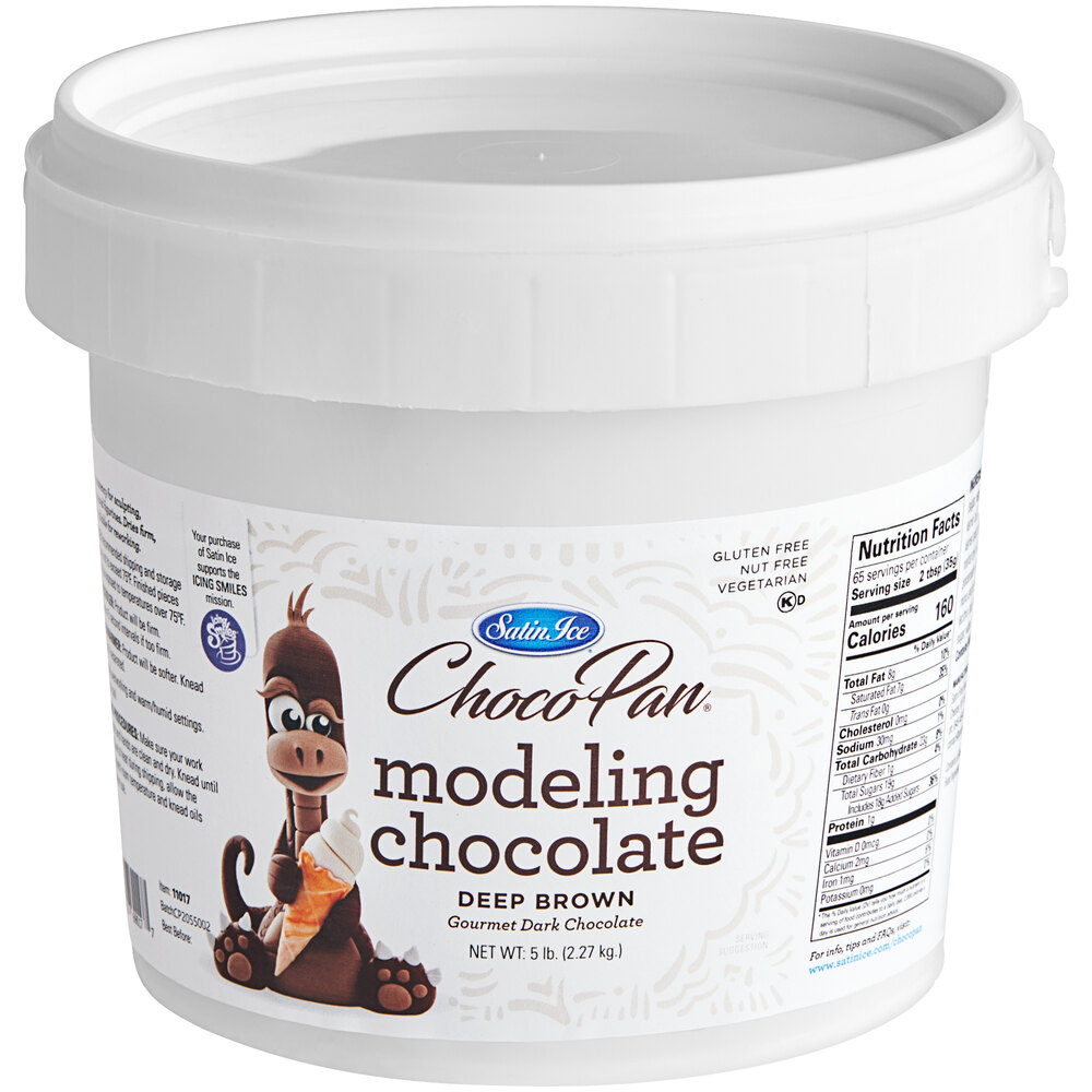 Satin Ice ChocoPan 5 lb. Deep Brown Modeling Chocolate - 4/Case
