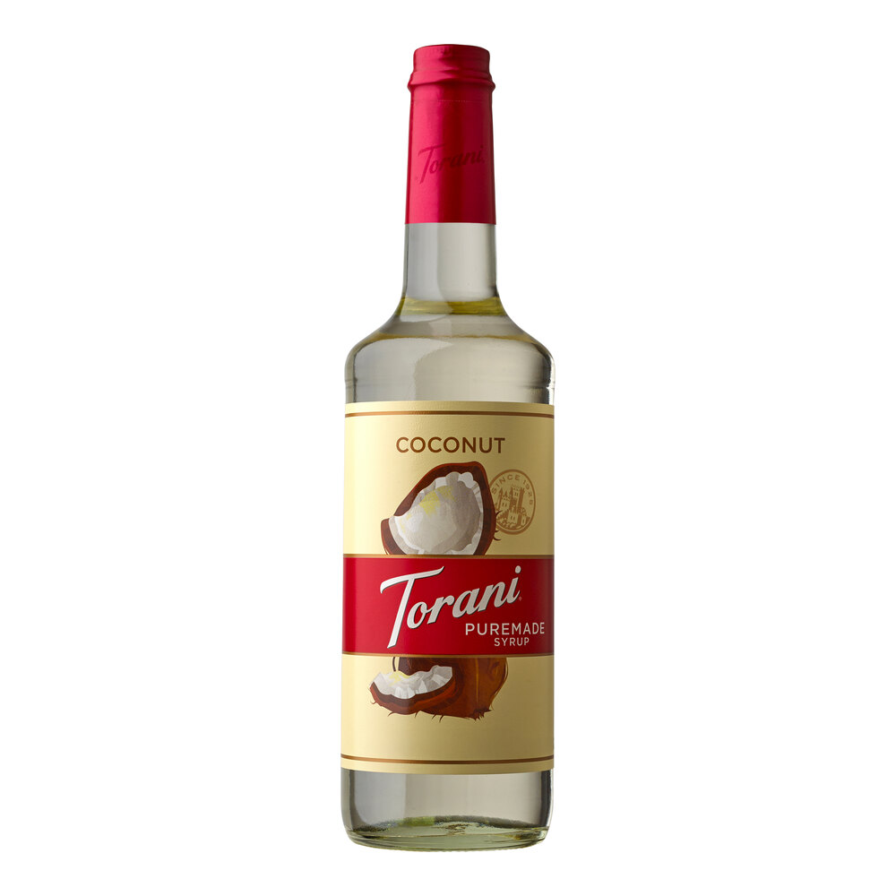 Torani Puremade Coconut Flavoring Syrup 750 mL Glass Bottle - 4/Case