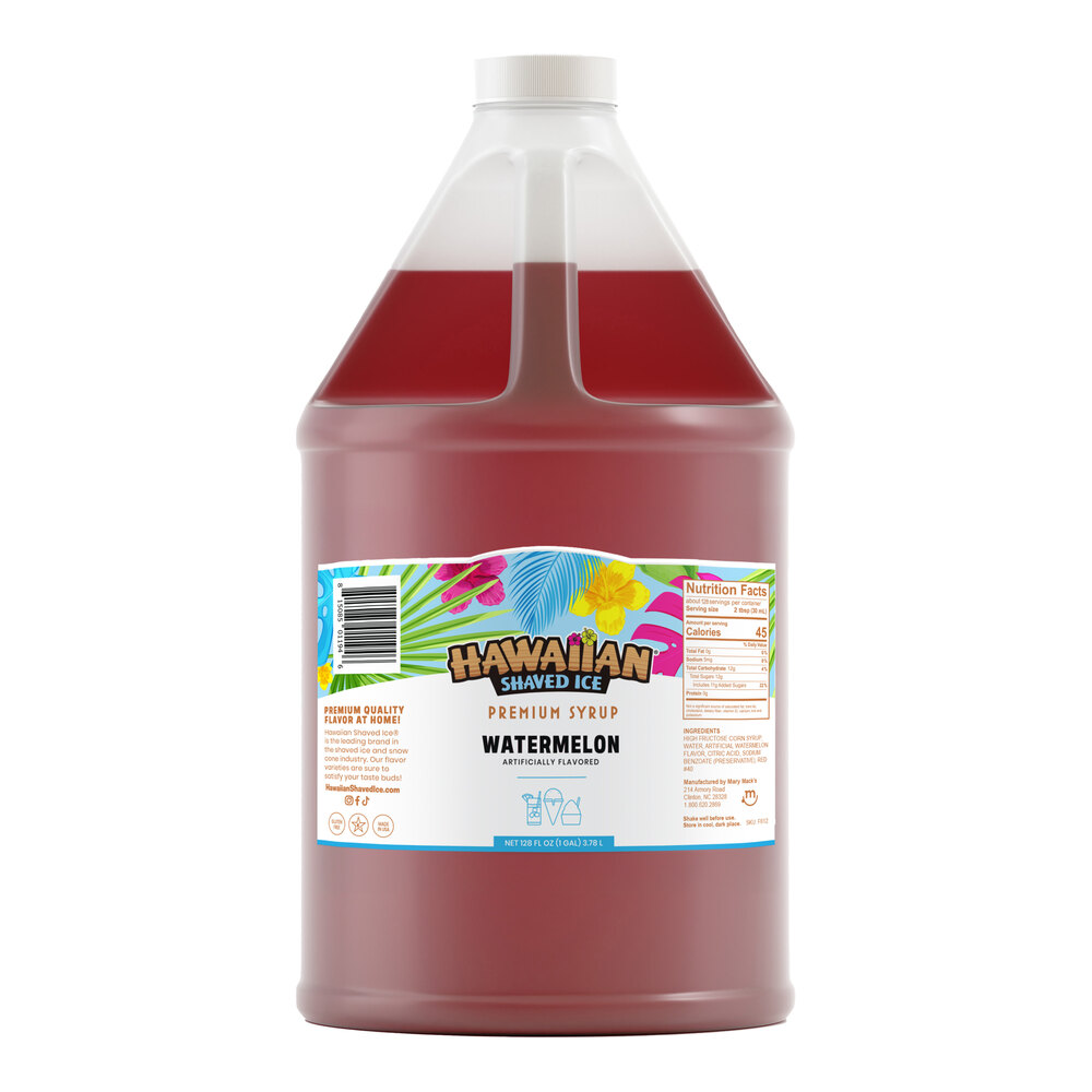 Hawaiian Shaved Ice Watermelon Snow Cone Syrup 1 Gallon - 4/Case