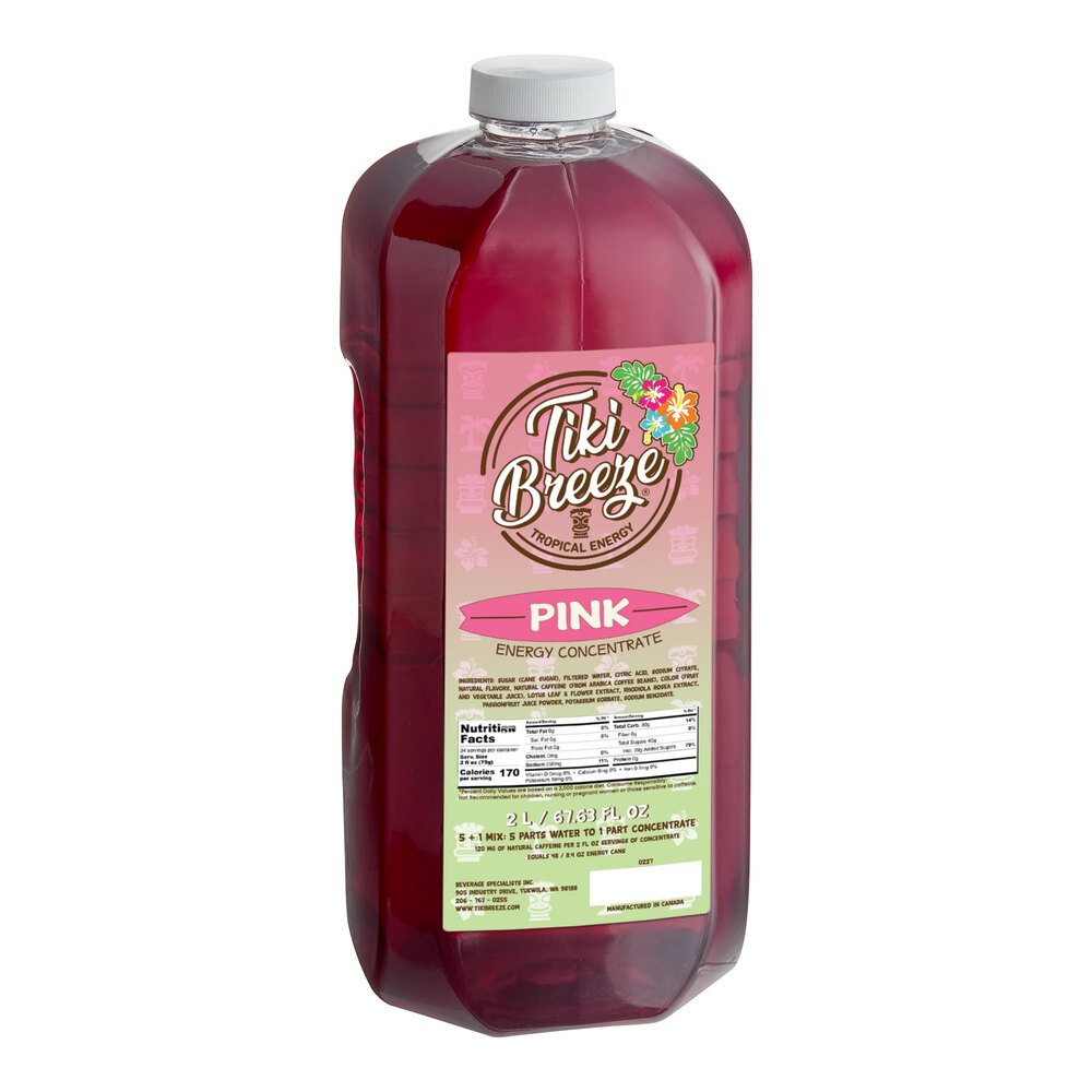 Tiki Breeze Pink Tiki Energy 5:1 Concentrate 67.6 fl. oz. - 6/Case