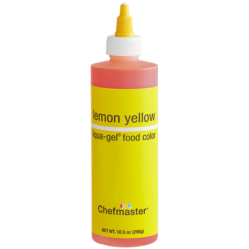 Chefmaster 10.5 oz. Lemon Yellow Liqua-Gel Food Coloring - 12/Case