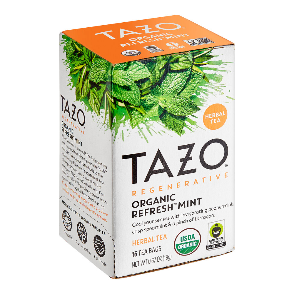 Tazo Organic Refresh Mint Herbal Tea Bags - 96/Case