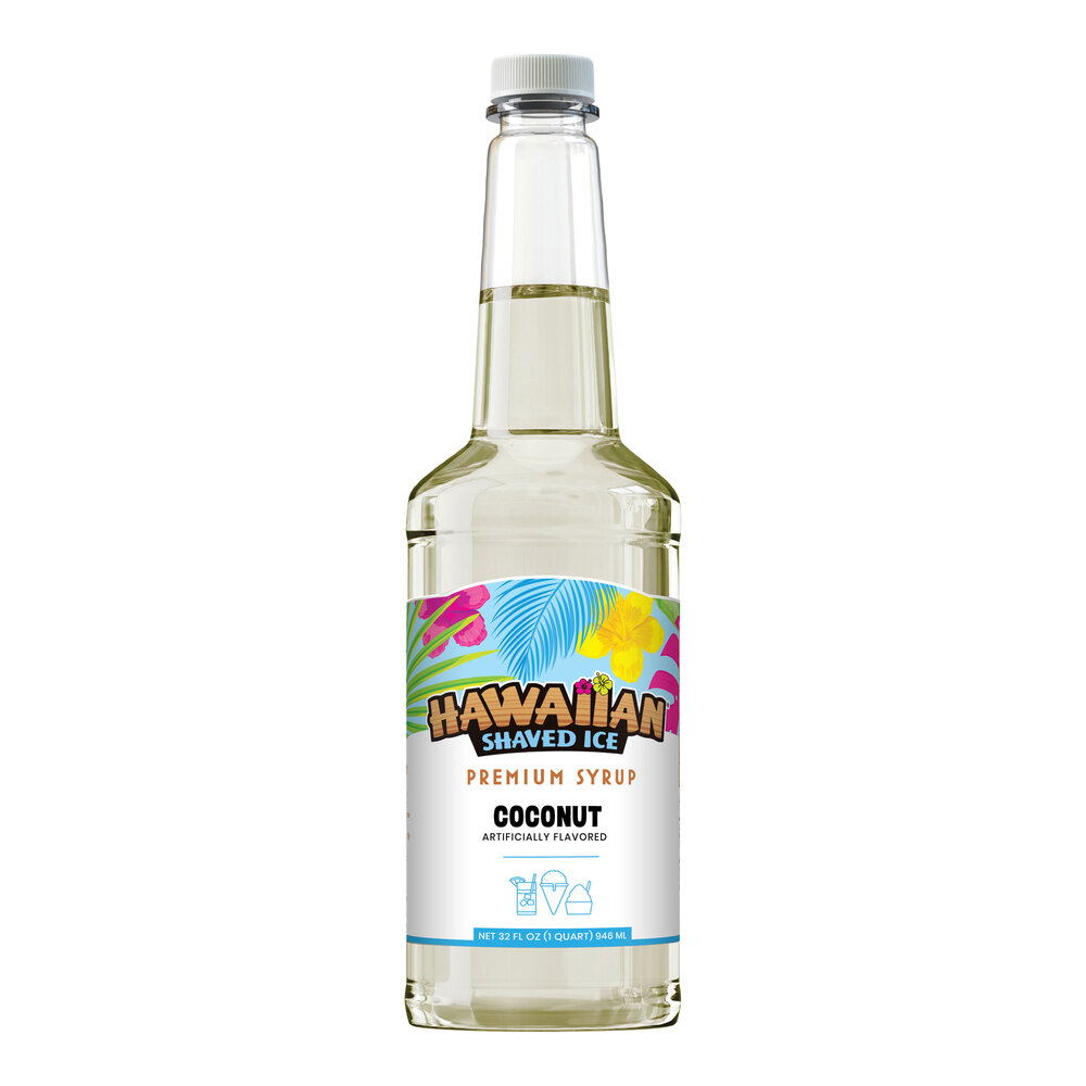 Hawaiian Shaved Ice Coconut Snow Cone Syrup 32 fl. oz. - 12/Case