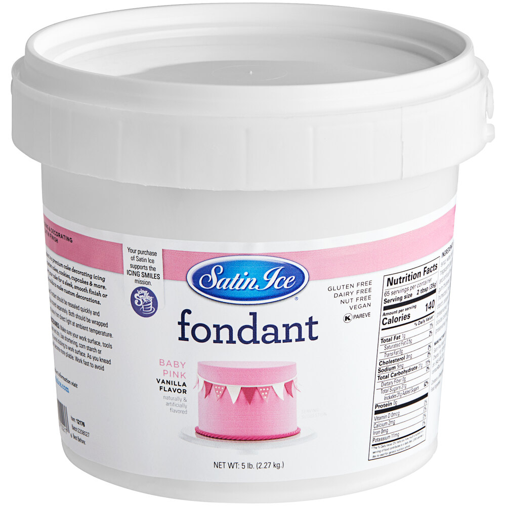 Satin Ice 5 lb. Baby Pink Vanilla Rolled Fondant Icing - 8/Case