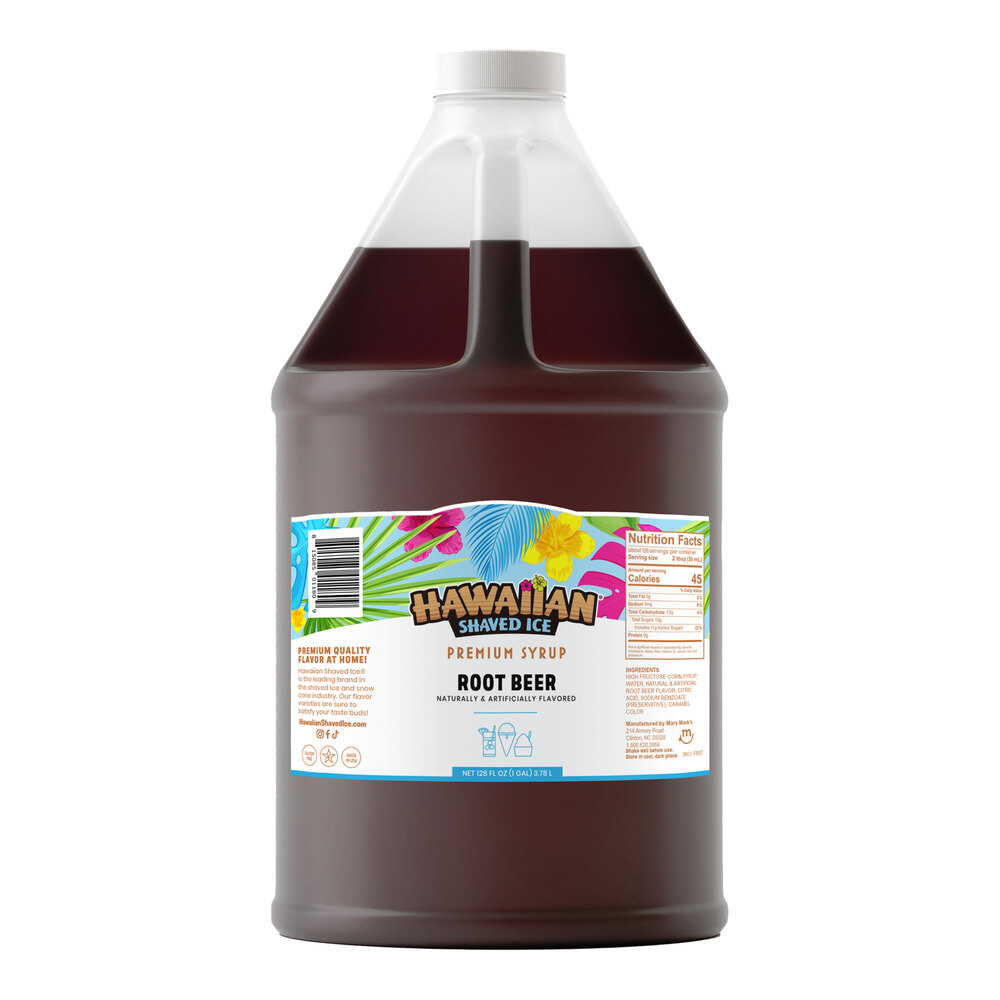 Hawaiian Shaved Ice Root Beer Snow Cone Syrup 1 Gallon - 4/Case