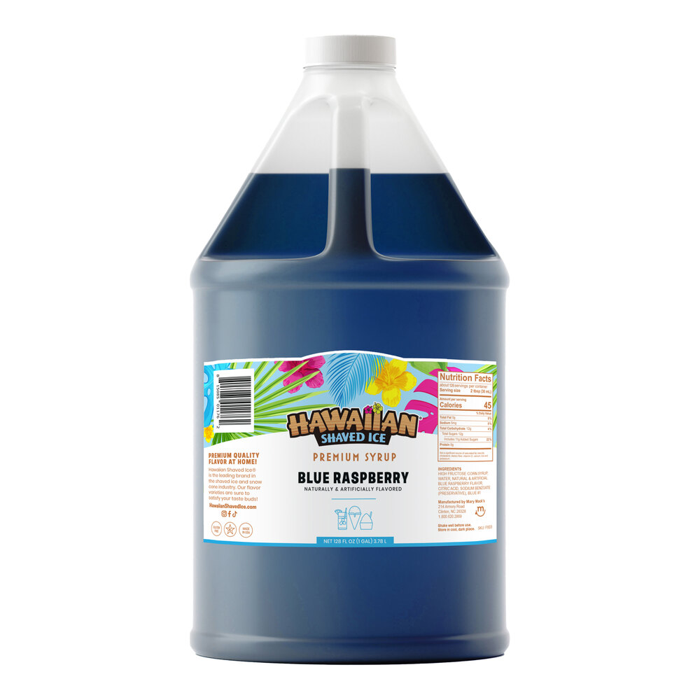 Hawaiian Shaved Ice Blue Raspberry Snow Cone Syrup 1 Gallon - 4/Case