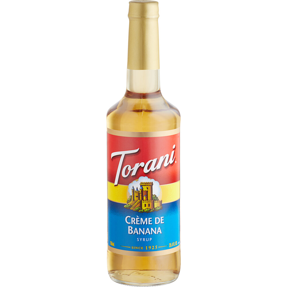 Torani Creme de Banana Flavoring / Fruit Syrup 750 mL Glass Bottle - 12 ...