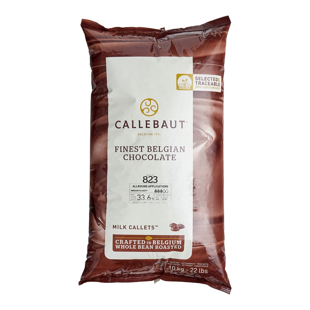 Callebaut Recipe 823 Milk Chocolate Callets™ 22 lb. - 2/Case