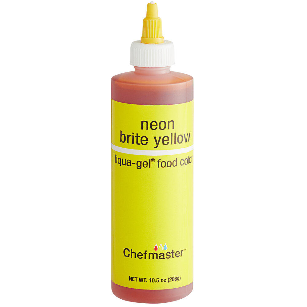 Chefmaster 10.5 oz. Neon Brite Yellow Liqua-Gel Food Coloring - 12/Case