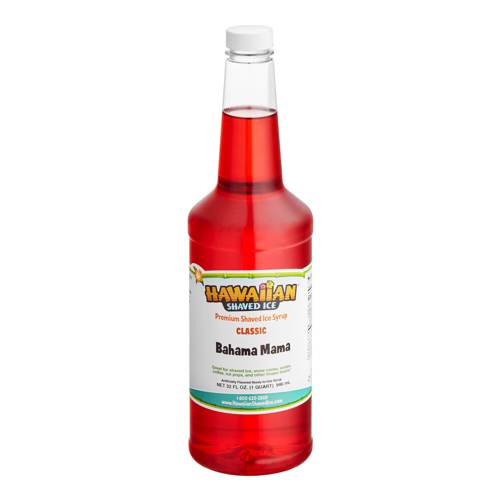 Hawaiian Shaved Ice Bahama Mama Snow Cone Syrup 32 fl. oz. - 12/Case