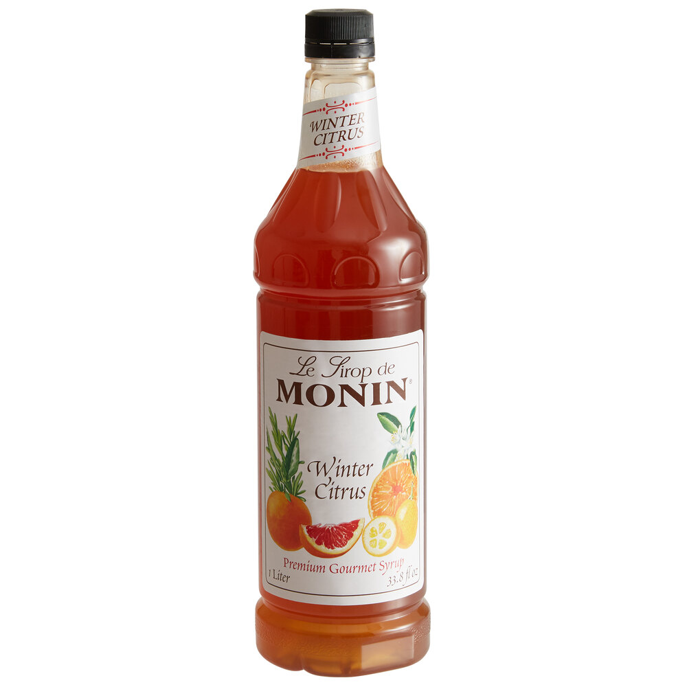 Monin Premium Winter Citrus Flavoring Syrup 1 Liter - 4/Case