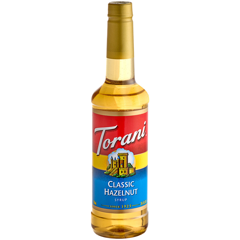 Torani Classic Hazelnut Flavoring Syrup 750 mL Plastic Bottle - 4/Case