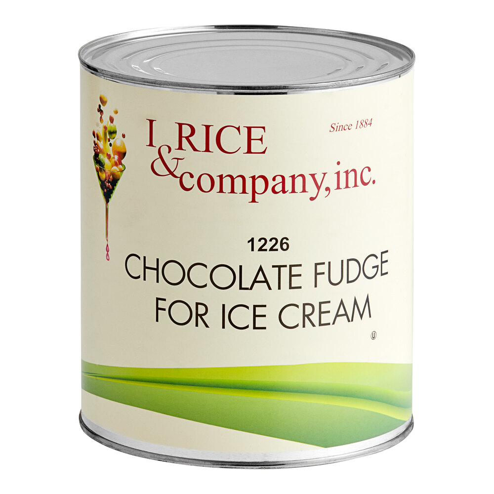 I. Rice Chocolate Fudge Hard Serve Ice Cream Base #10 Can - 6/Case