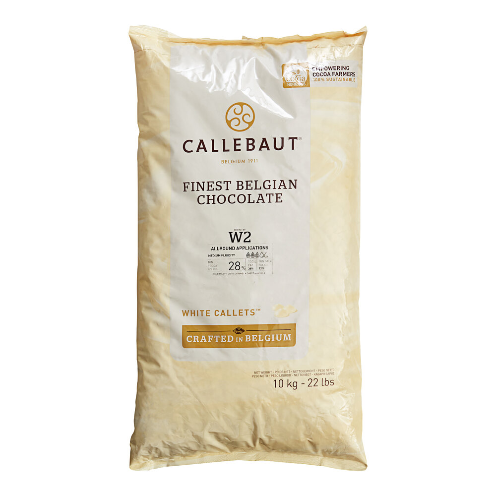 Callebaut Recipe W2 White Chocolate Callets™ 22 lb. - 2/Case