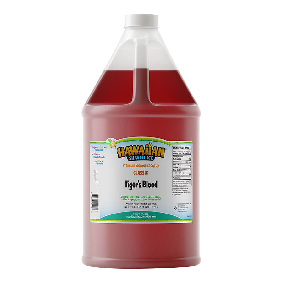 Hawaiian Shaved Ice Tiger's Blood Snow Cone Syrup 1 Gallon - 4/Case