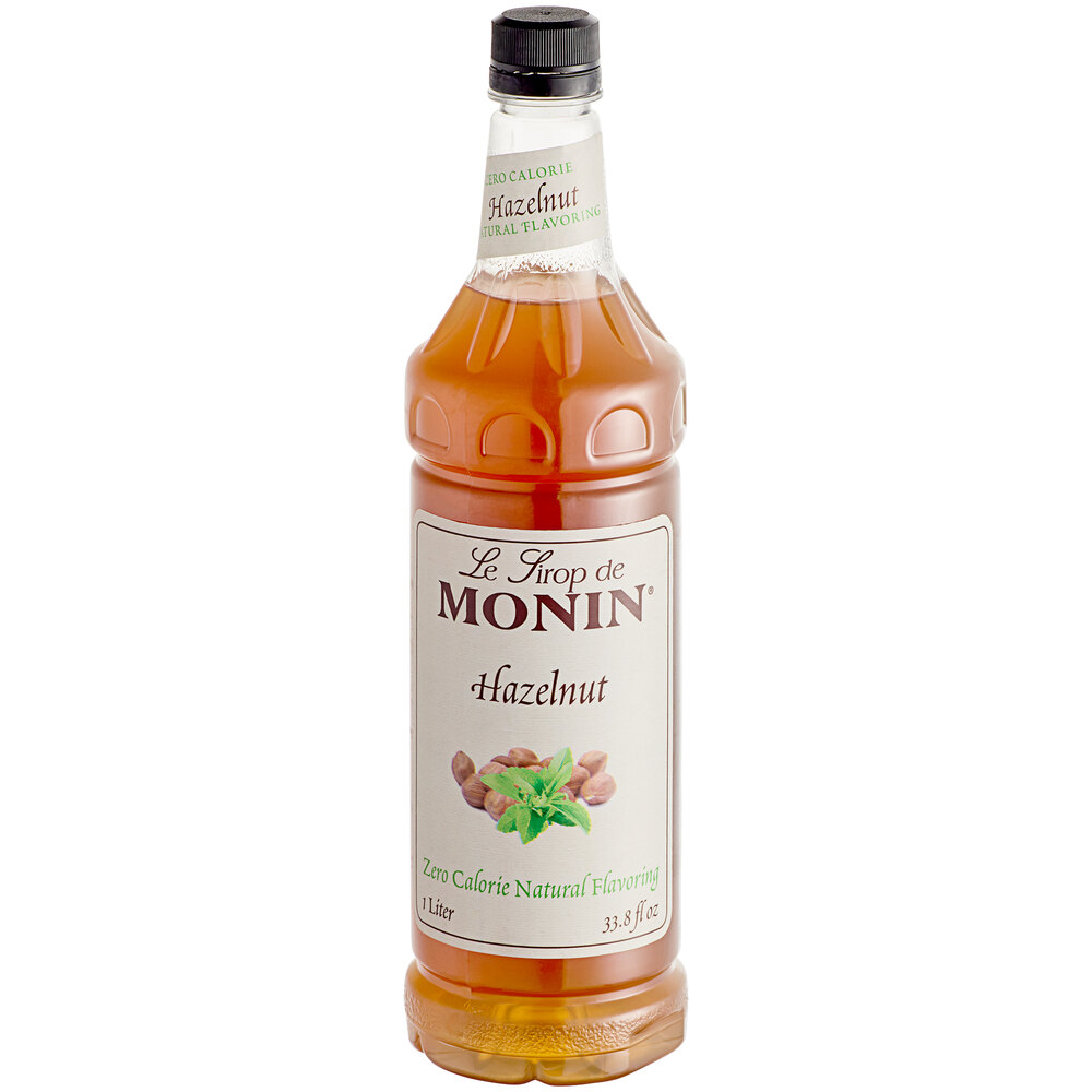 Monin Zero Calorie Natural Hazelnut Flavoring Syrup 1 Liter - 4/Case