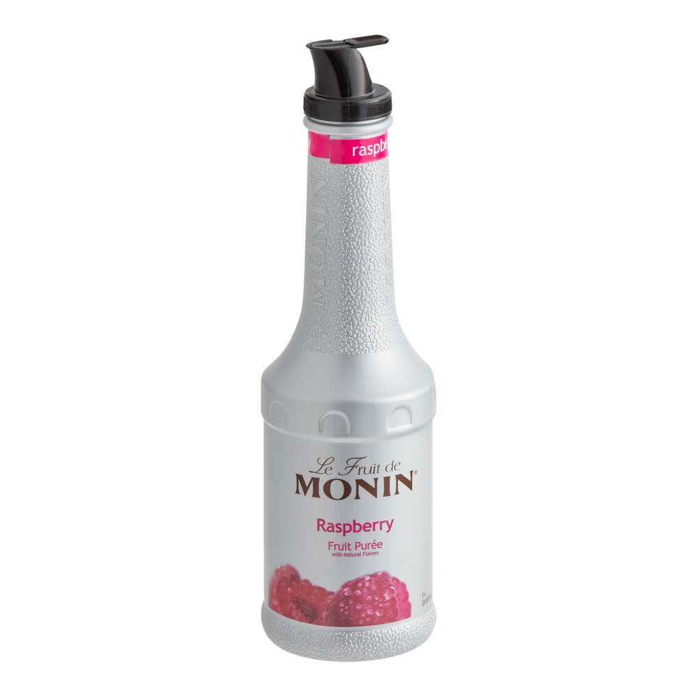 Monin 1 Liter Raspberry Fruit Puree - 4/Case