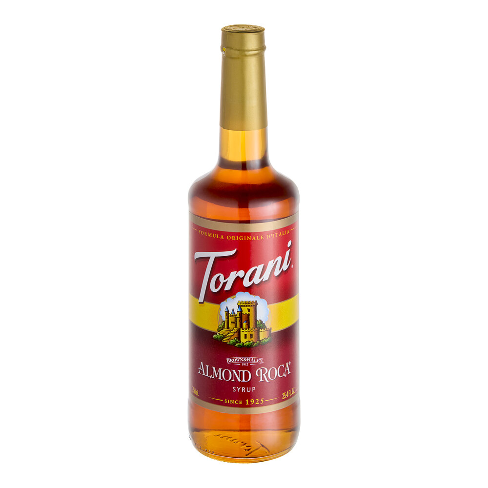Torani Almond Roca Flavoring Syrup 750 mL Glass Bottle - 12/Case
