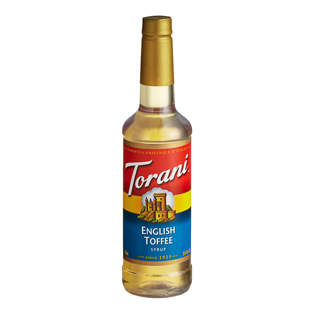 Torani English Toffee Flavoring Syrup 750 mL Plastic Bottle - 4/Case