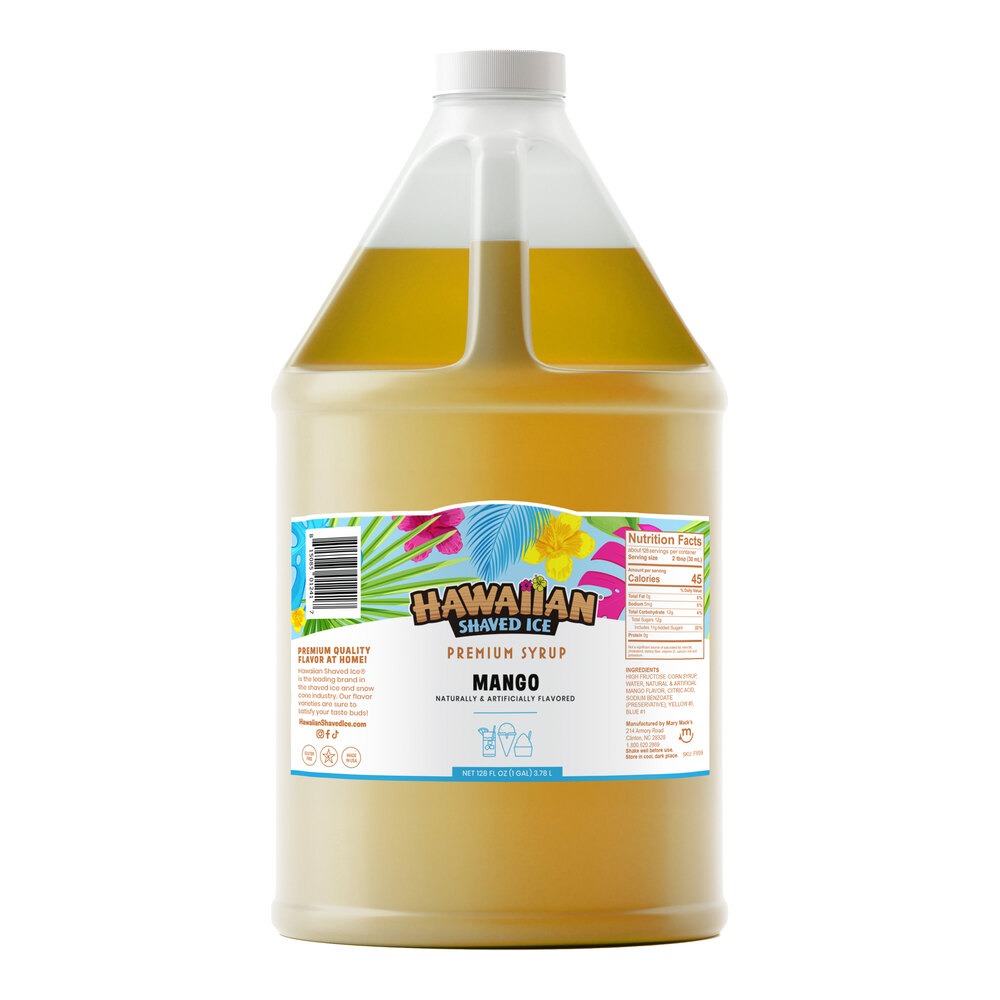 Hawaiian Shaved Ice Mango Snow Cone Syrup 1 Gallon - 4/Case