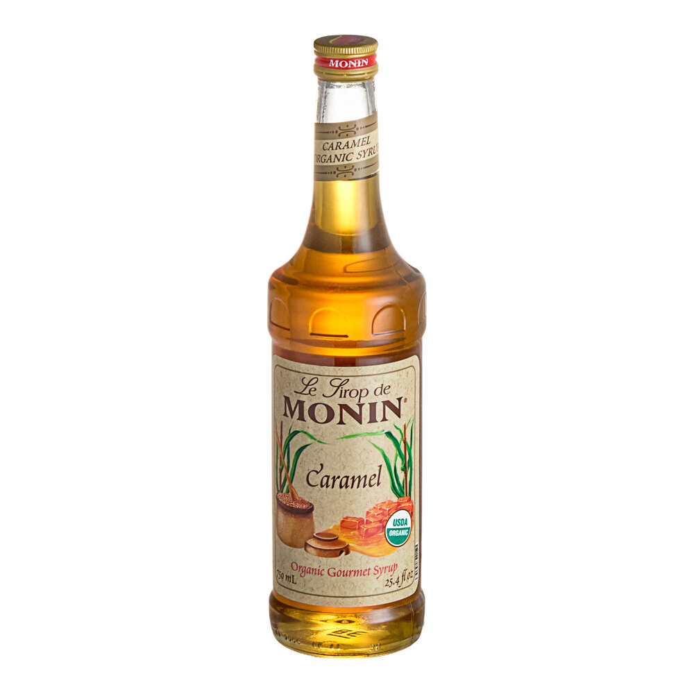 Monin Organic Caramel Flavoring Syrup 750 mL - 6/Case
